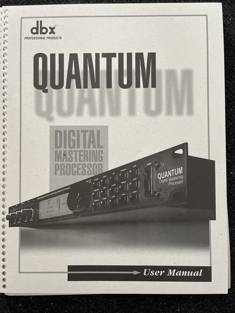 DBX QUANTUM DIGITAL MASTERING PROCESSOR MANUALE UTENTE istruzioni ...