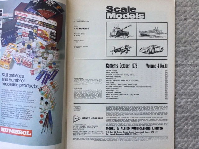 SCALE MODELS MAGAZINE: Oct 1973, Savoia Marchetti S-55X, Porsche ...