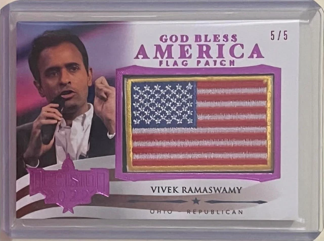 CARTE PATCH ROSE Vivek Ramaswamy #D 5/5 2022 Décision God Bénis America ...