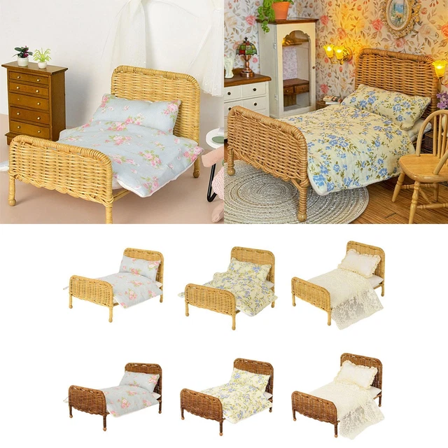 LIT EN ROTIN pour maison de poupée 1:6, Mini modèle de lit pour Diorama, EUR 34,34 - PicClick FR