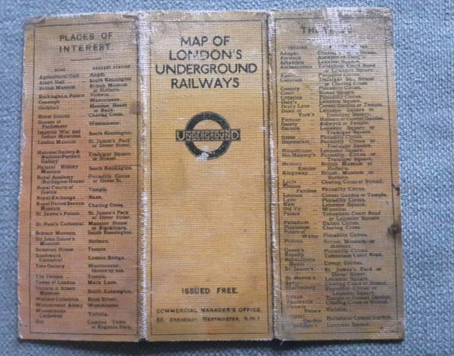 ORIGINAL MAP OF London’s Underground Railways Pocket Map 1927 January £ ...