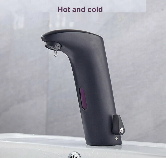 MATTE BLACK TOUCHLESS Automatic Bathroom Tap Sensor Control Basin H&C ...