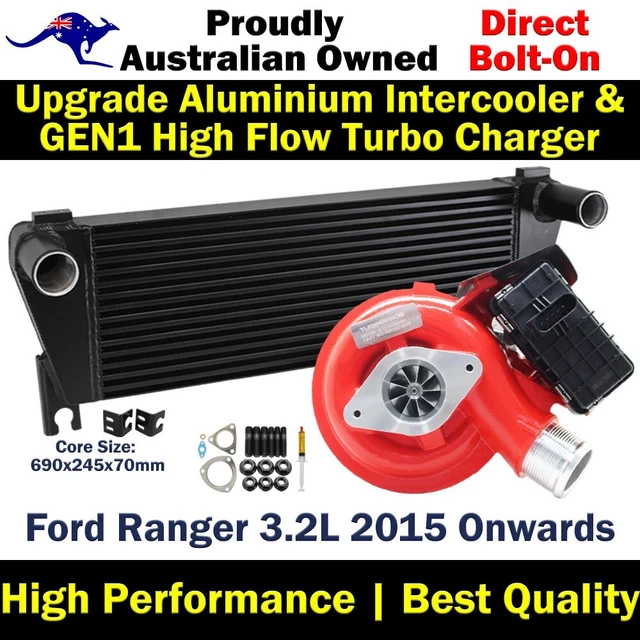 GEN1 HIGH FLOW Turbo+70mm Intercooler For Ford Ranger 3.2L 2015 Onwards ...