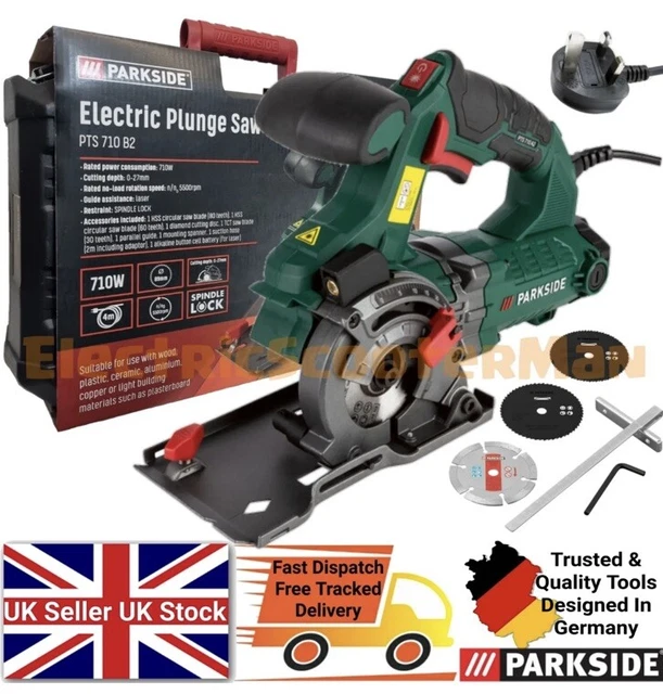 PARKSIDE 710W ELECTRIC Mini Plunge Circular Saw With Laser Guide Ø89mm ...