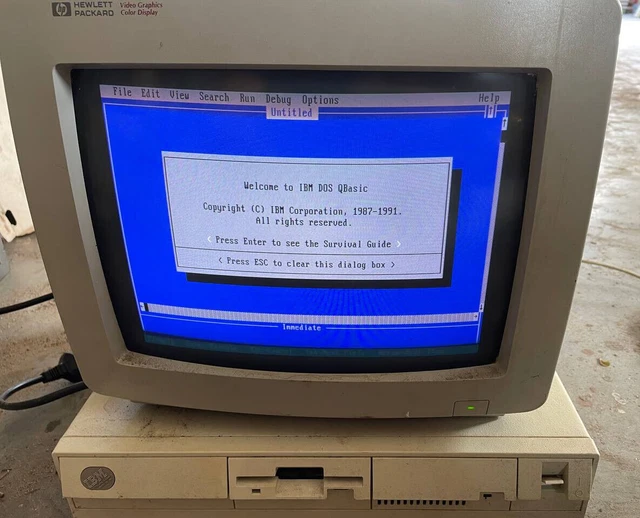 VINTAGE RETRO IBM PC Computer with HP D1182B Monitor Combo 1980's 1990 ...