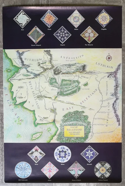 JRR TOLKIEN : The Silmarillion : Map of Beleriand : Christopher Tolkien ...