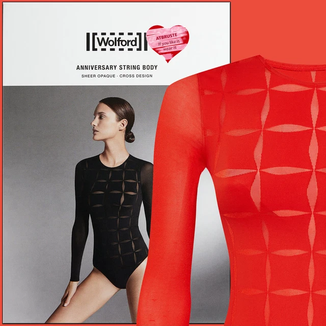 WOLFORD ANNIVERSARIO PERIZOMA Corpo L Cherry Blickdicht-Transparent Strick EUR 196,32 - PicClick IT