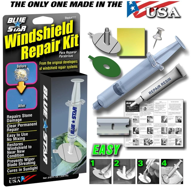 BLUE STAR DIY Windshield Glass Repair Kit Stone Damage Chip Model # 777 ...