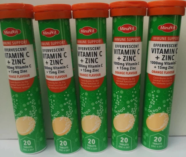 MINAVIT VITAMIN C 1000mg + Zinc x100 Effervescent Tablets Immune ...