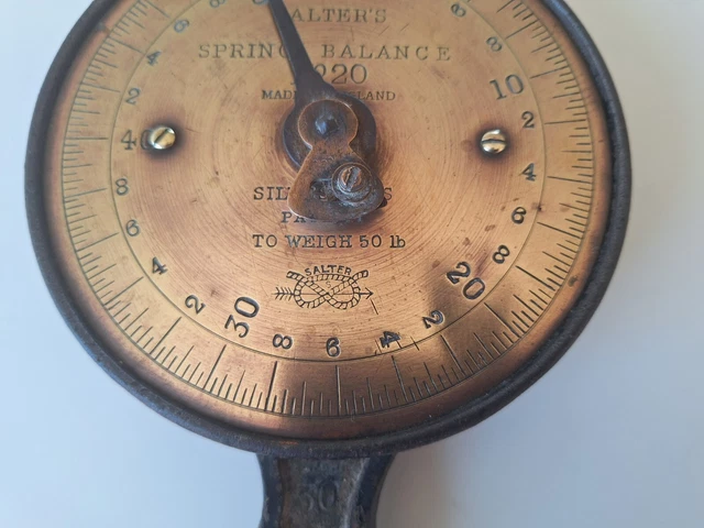 VINTAGE SALTER'S NO 20 Spring Balance Scales 50 lb Brass £9.95 ...