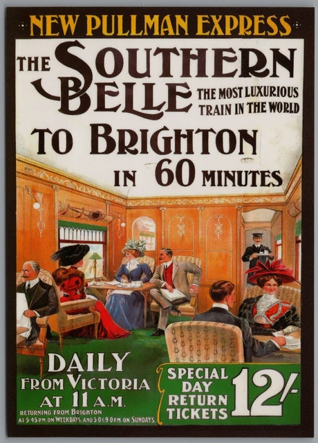 NEW PULLMAN EXPRESS The Southern Belle Railway Advert Poster Postcard £ ...