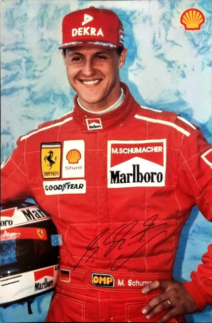MICHAEL SCHUMACHER Autogrammkarte Repro Unterschrift, Ferrari, Shell ...