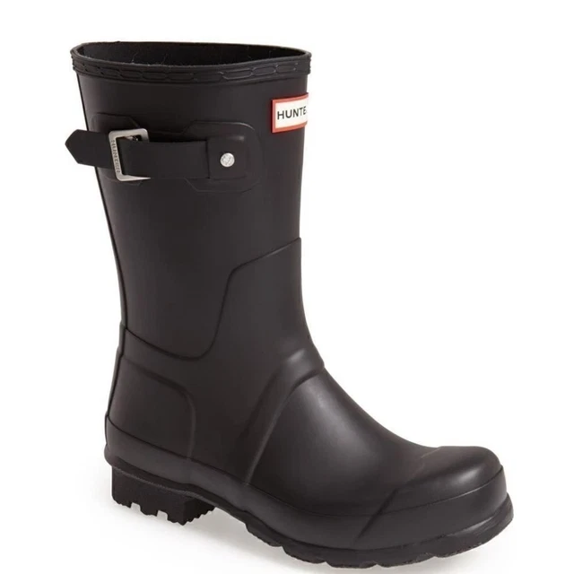 HUNTER ORIGINAL SHORT Waterproof Rain Boot, Rubber Black, Size 9, NWT £ ...