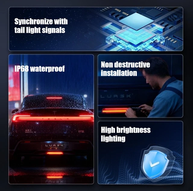 FOR TESLA MODEL Y 2026 Rear Bumper Diffuse Reflection Running Light ...