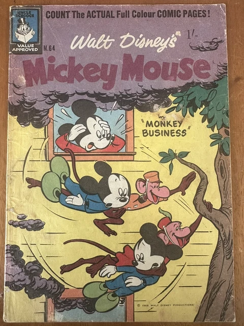 WALT DISNEY MICKEY Mouse Comic M.64 1962 “In Monkey Business” $15.00 ...