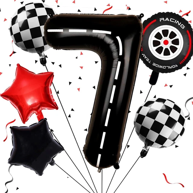7TH BIRTHDAY RACE Car Balloons | Racing Number 7 Foil Balloon Kit ...