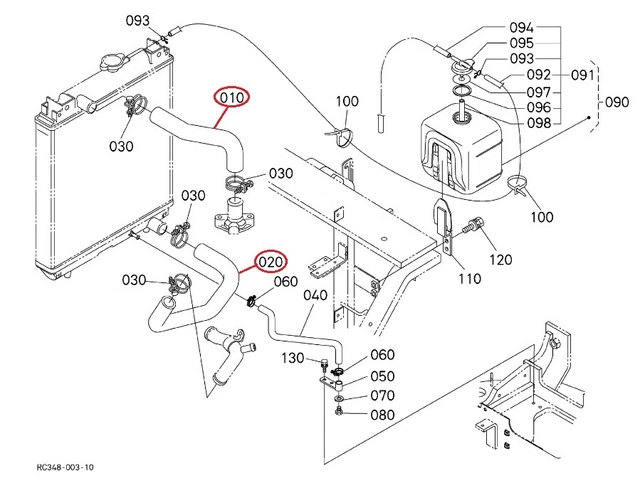 RADIATOR HOSE KIT (Upper & Lower) Fits Kubota "KX61-3 & KX71-3 ...