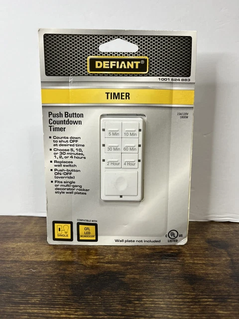 DEFIANT 120V 15A Push Button Countdown Timer Switch with Screw ...