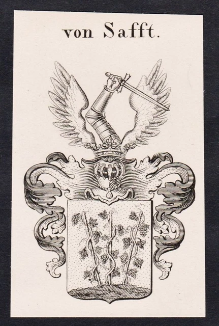 SAFFT WAPPEN COAT of arms Heraldik heraldry Genealogie Kupferstich 1820 ...