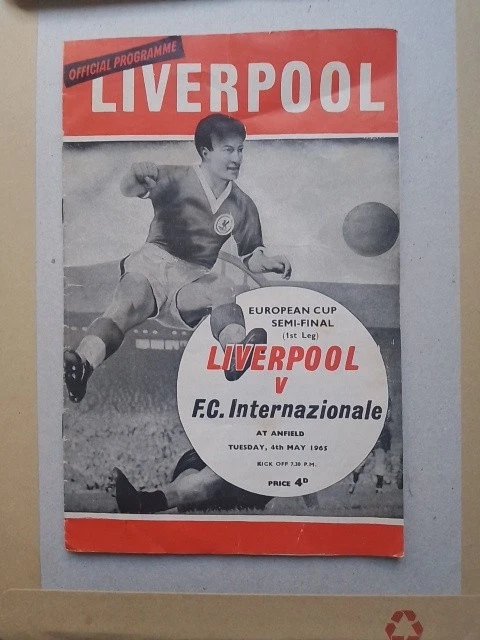 LIVERPOOL VS INTER Milan European Cup Semi Final 4/5/65 £8.65 - PicClick UK