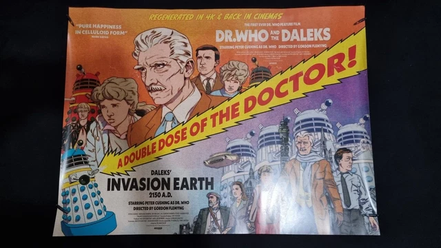 DR. WHO AND THE DALEKS/INVASION EARTH quad poster 40x30" RARE £20.00 ...