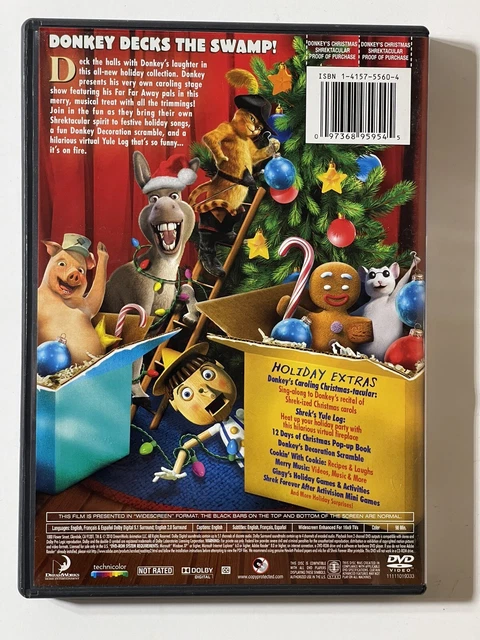 NEW DREAMWORKS DONKEYS Christmas Shrektacular DVD Shrek, Sing A Long ...
