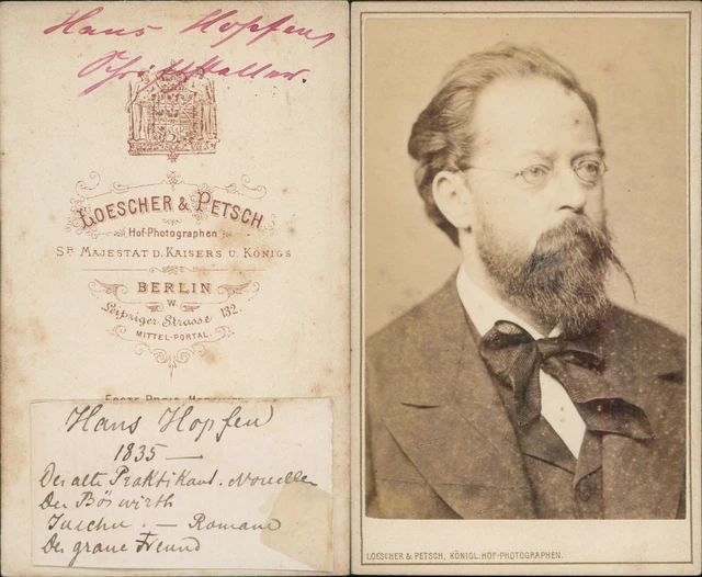 HANS RITTER VON Hopfen, écrivain allemand CDV vintage albumen carte de ...