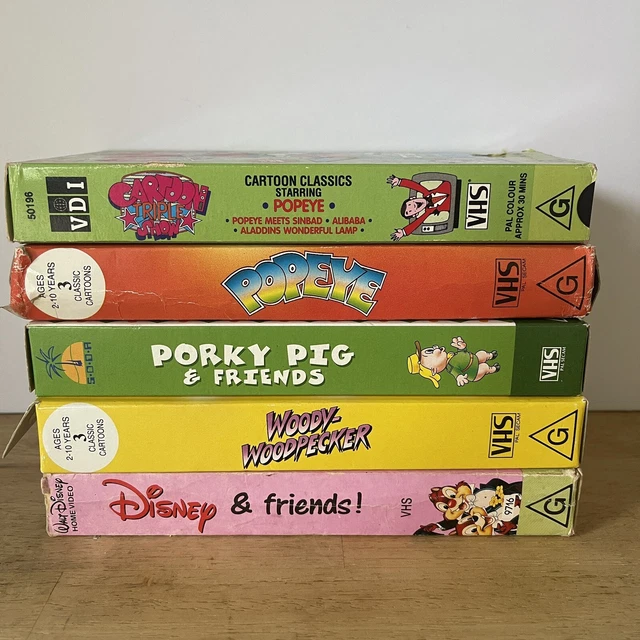 VINTAGE CHILDRENS VHS bundle x5 Popeye / Woody Woodpecker / Porky Pig ...