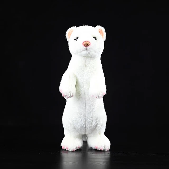 12.6-IN SIMULATED STANDING White Weasel Plush Toy Snowplow Weasel Doll ...
