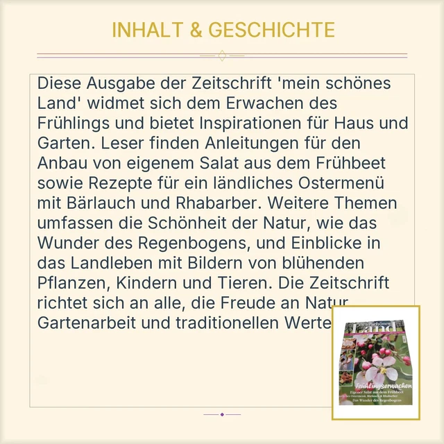 MEIN SCHÖNES LAND März/April 2011 Zeitschrift Natur Garten Ostern Frühling EUR 4,95 - PicClick DE