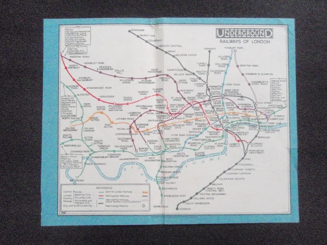 VINTAGE LONDON UNDERGROUND map original genuine tube map about 1928 £42 ...