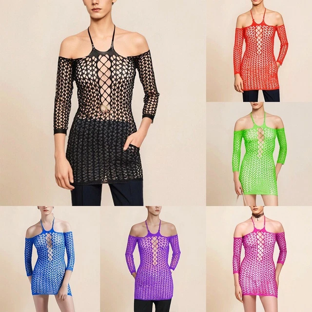 MEN'S SEE THROUGH Fishnet Pantyhose Sheer Body Stockings for Underwear ...