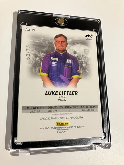 PANINI PDC WORLD Championship 2025 Luke Littler Auto /75 The Nuke ...