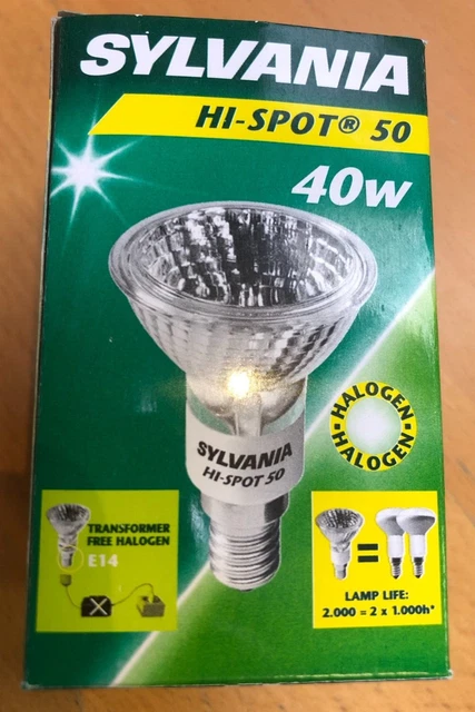 SYLVANIA HI-SPOT 50 40W Alogen E14 Alimentaire 25°Blanc Chaud Dimmable ...