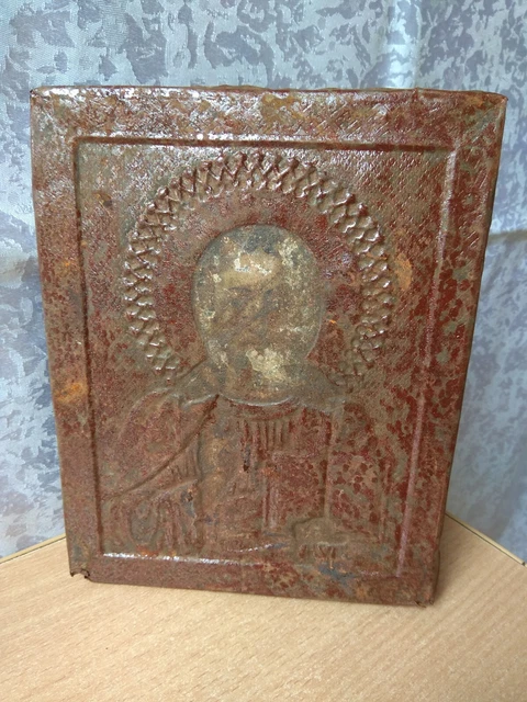 RARE ANTIQUE ICON OLD metal ICON Orthodox Christianity Religion metal ...