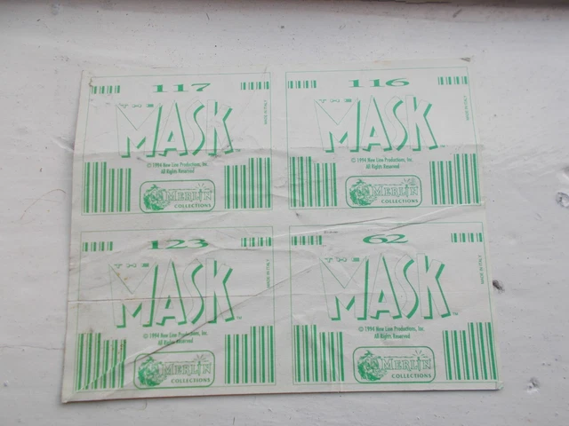 THE MASK - JIM CARREY - 4 Stickers for MERLIN ALBUM 1994. No,s 116/117 ...