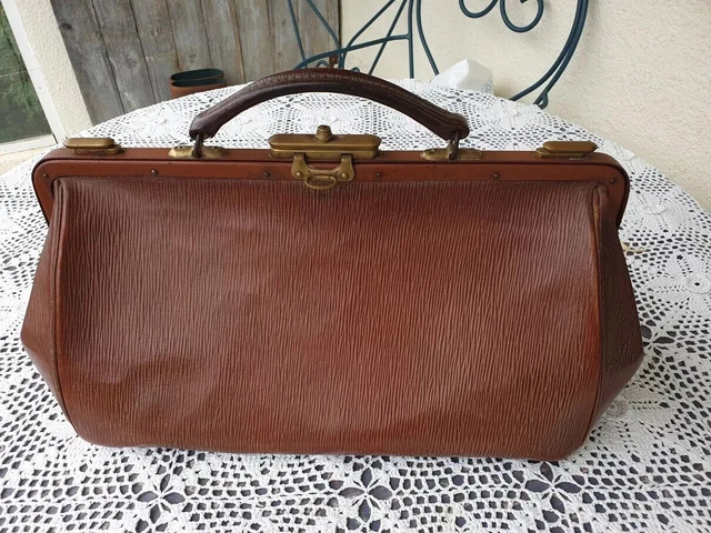 SACOCHE MEDECIN VALISE CUIR SAC SACOCHE DOCTOR BAG LEATHER SUITCASE EUR ...