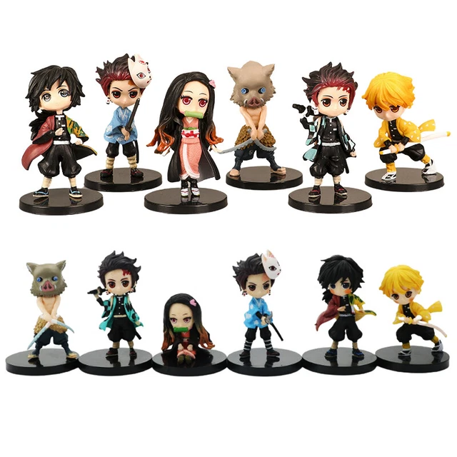 6PCS MINI FIGURE Model Toys Anime Demon Slayer: Kimetsu Yaiba Tanjirou ...