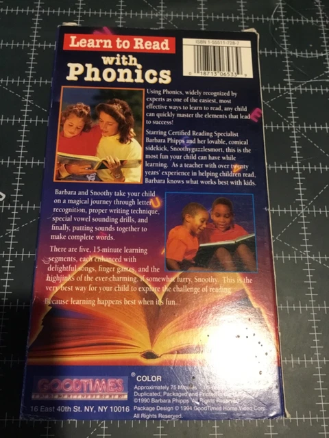 LEARN TO READ with Phonics on VHS Tape Children Kids Barbara Phipps ...