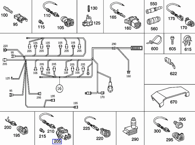 MERCEDES WIRING CABLE Plug Terminal Connector 3-Pole A2105408081 New ...