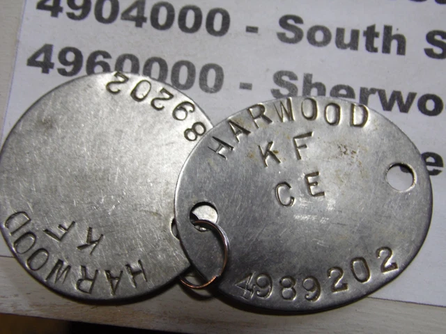 WW2 RELIC DOGTAG identity disc - Sherwood Foresters Reg HARWOOD 202 £14 ...