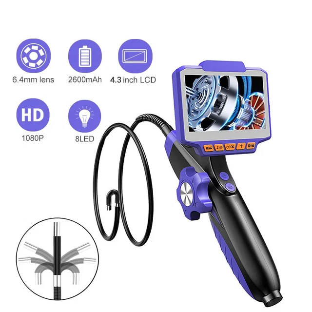 360° TWO-WAY ARTICULATING Endoscope 4.3 Inch Display Inspection ...