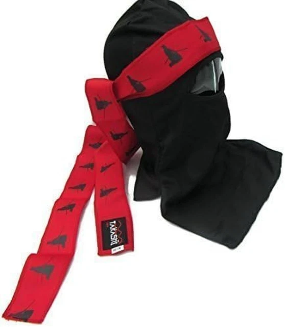 FACE MASK SET Japanese (AKA) with Tenugui Red v2 Sword Head Band Scarf ...