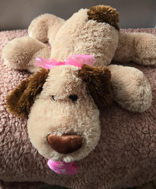 LARGE FLOPPY ASDA Beige & Brown Dog Patches Puppy Toy Super Soft plush ...