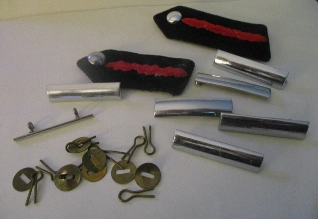 VINTAGE 7 CHROME Fire Brigade Service Rank Marking Bars 2 Lapel Tabs £7 ...