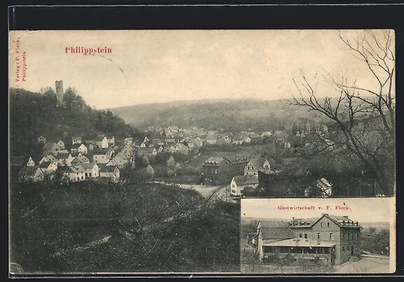 PHILIPPSTEIN, VUE GÉNÉRALE, auberge de F. Fleck, carte postale EUR 13 ...