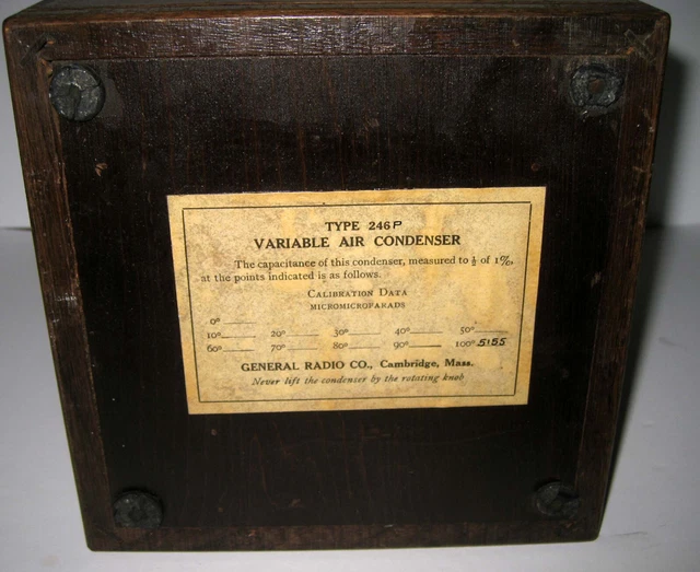 GENERAL RADIO ® Type 246P VARIABLE AIR CONDENSER With Calibration Data ...