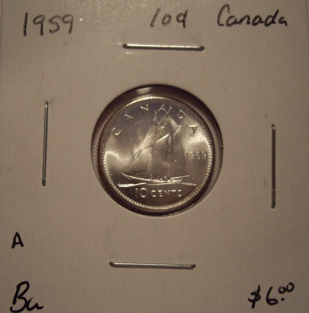 A CANADA ELIZABETH II 1959 Silver Ten Cents - BU $4.99 - PicClick CA