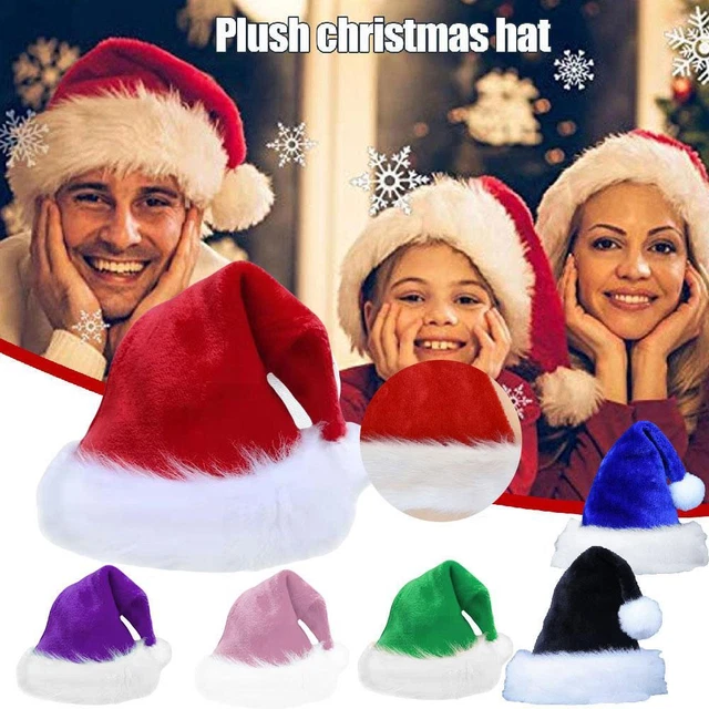 CHRISTMAS ADULTS KIDS Santa Hat Warm Short Plush Xmas Cosplay Cap Props H69C £3.90 - PicClick UK