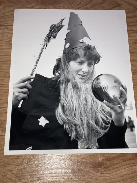 WOMAN DRESSED WITCH in 1970s Brighton original press photo. black magic ...
